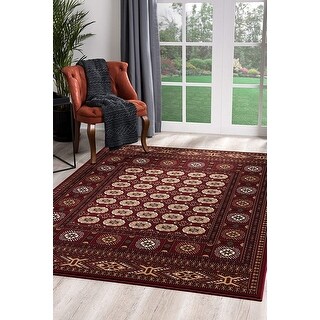 5' x 8' Red Eclectic Geometric Pattern Area Rug - 3'6" Round - Bed Bath ...