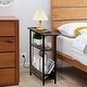 Slim 3-Tier Side Table with USB-C Charging & Magazine Holder for Small ...