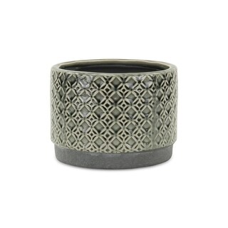 6.5" Large Gray Matte Lattice Outdoor Planter Pot - Bed Bath & Beyond ...