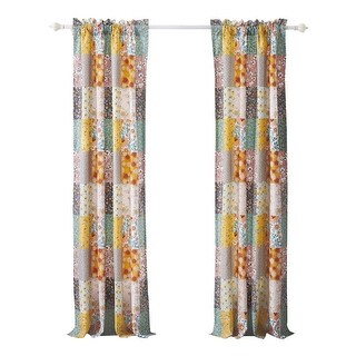 84 Inch Window Curtains, Brushed Microfiber, Multicolor Patchwork - 2 H ...
