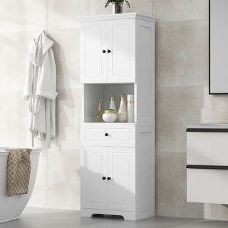 Tall Bathroom Cabinet with 4 Doors, Large Bathroom Moisture Proof ...