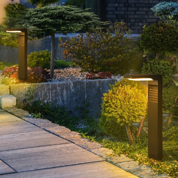 Set of 2 L-Shaped Black Solar LED Large Path Lights - Bed Bath & Beyond ...