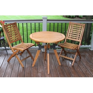Eilaf Eucalyptus 3 pc Bistro Set with Folding Chairs - N/A - Bed Bath ...