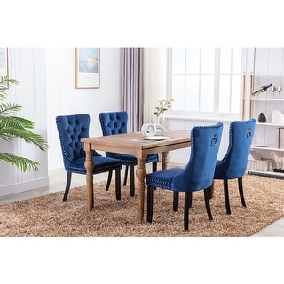 Contemporary Velvet Upholstered Dining Chair with Wood Legs 2-Pcs Set - Bed Bath & Beyond - 36146817