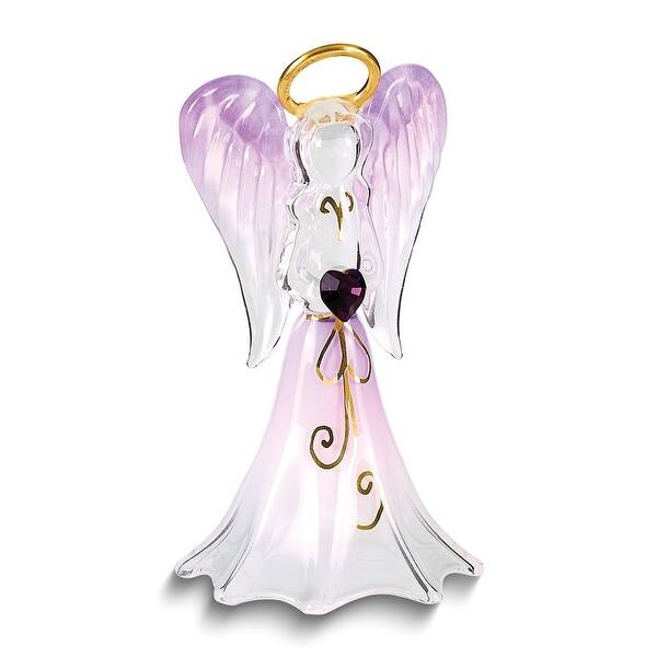 Curata Lavender Angel with Swarovski Crystal Heart Glass Figurine - 1.5 ...