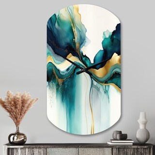 Teal And Gold Abstract Expression I - Abstract Liquid Ink Large Wall ...