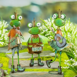 18 in. Frog Playing a Trumpet Metal Statuary - Bed Bath & Beyond - 39926508