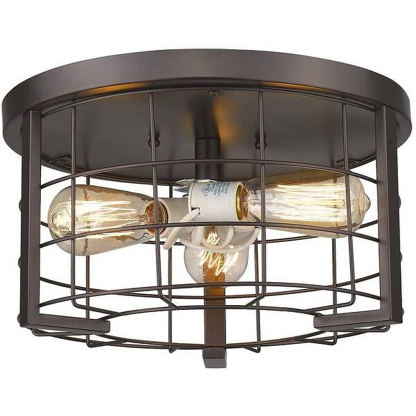 3 light industrial ceiling lamp cage flush mount light fixture with ...