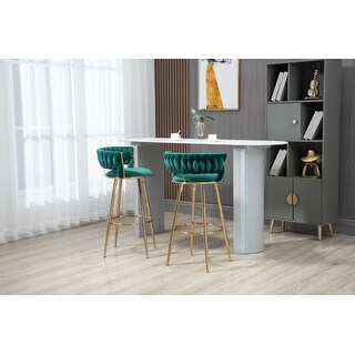 C-Shape Bar Stools Set of 2 with Footrest Vertical Stripe Back Kitchen ...
