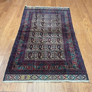 HERAT ORIENTAL Afghan Hand-Knotted Tribal Geometric Wool Rug - 3'11" x ...