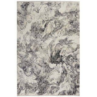 Calvin Klein Balian Abstract Silver/Black Area Rug - Bed Bath & Beyond ...