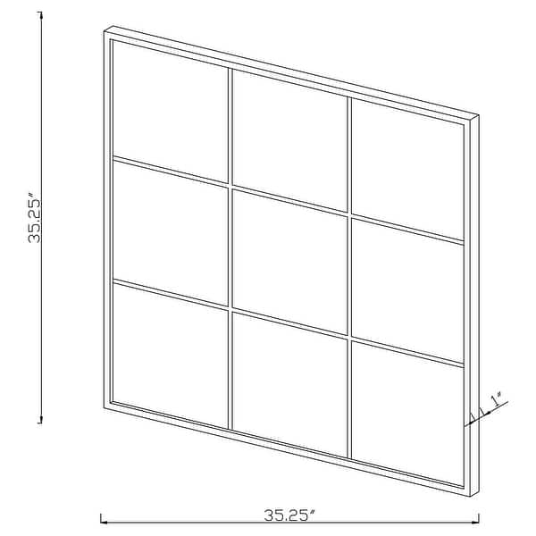 Quetzal 35 x 35 Inch Square Window Pane Wall Mirror Black - Bed Bath ...