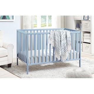 53.5 Inch 3-in-1 Wood Baby Blue Crib with Guardrail, Island Crib - Bed ...