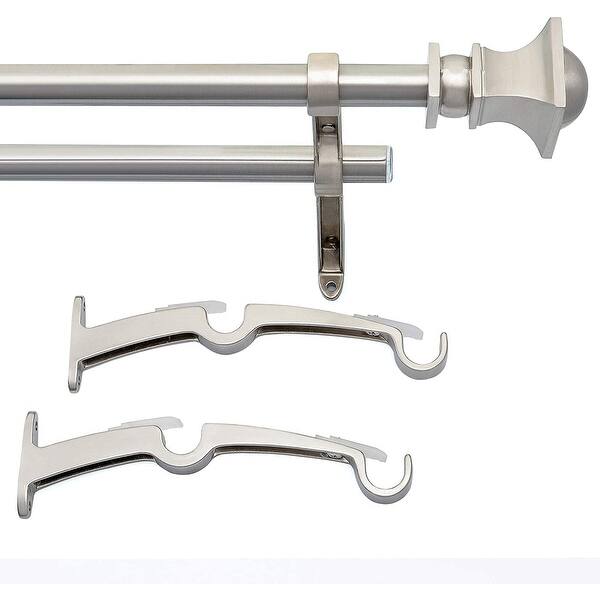 3/4 Inch Adjustable Silver Double Curtain Rod for Windows & Doors with ...