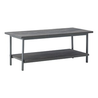 Modern 43 Inch Coffee Table, Composite Wood Surface, Metal Base, Gray ...