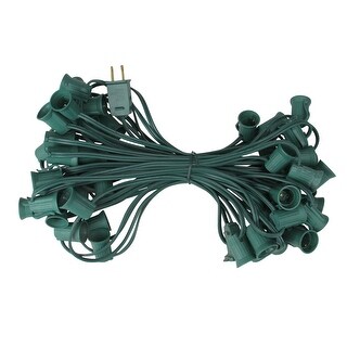 Commercial Grade C9 Christmas Light Socket Set - 50' Green Wire - 18 ...