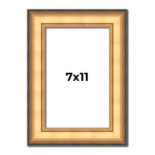 7x11 Frame Gold Plein Aire Solid Wood Picture Frame Width 2 Inches ...