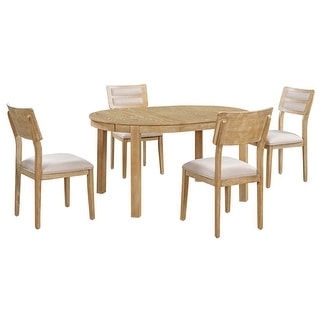 5-Piece Extendable Dining Set w/2 Small Drawers & 4 Dining Chairs - Bed ...