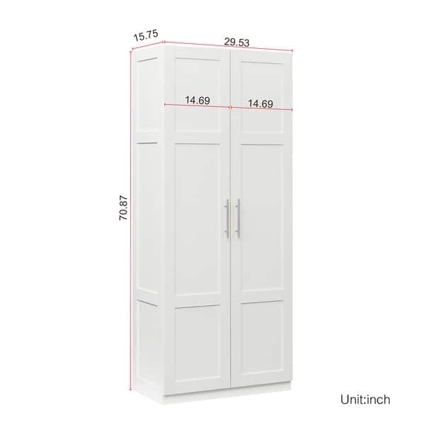 Clihome 30in. Wooden High Wardrobe with 3 Partitions - Bed Bath ...