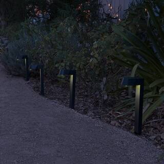 Alpine Corporation Solar-Powered Black Abstract Pathway Lights, 4-Piece ...