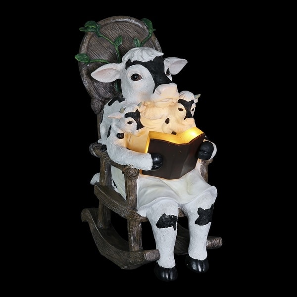 Exhart Solar Cow Family Reading a Story in a Rocking Chair Garden ...