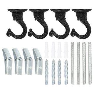 4 Set 2.2" x 1.6" Ceiling Hook, Orchid Hooks w Mounting Hardware Black ...
