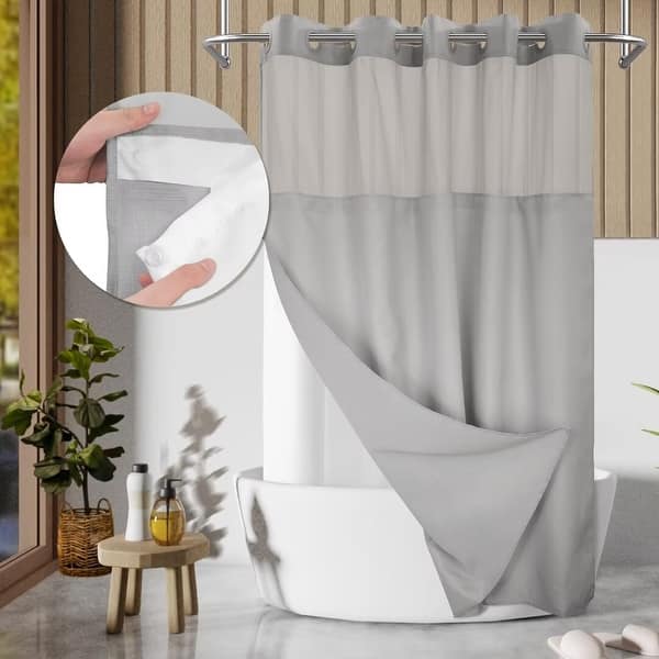 Textured Shower Curtain with Snap-in Liner - On Sale - Bed Bath ...