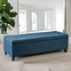 Blue Storage Bench with Button-Tufted Waffle Stitch, Soft-Close Hinges ...