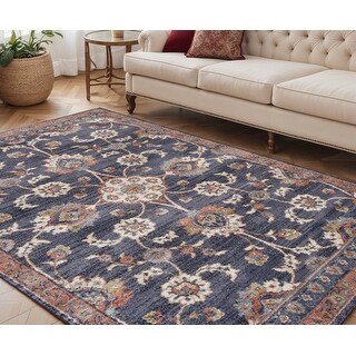 HomeRoots 5' X 8' Ivory And Orange Floral Area Rug - 4' x 6' - Bed Bath ...