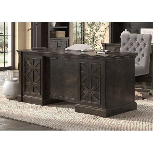 Traditional Wood Double Pedestal Executive Desk, Writing Table, Office ...