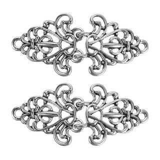 Cloak Clasp, 2 Pairs Sew on Hooks and Eyes Vintage Flower Cape Buckle ...