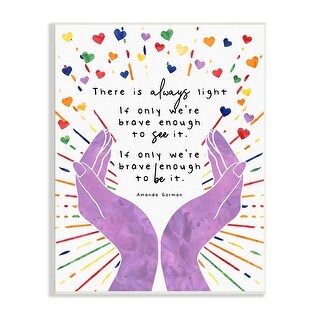 Stupell There's Always Light Phrase Purple Hands Rainbow Hearts Wood ...