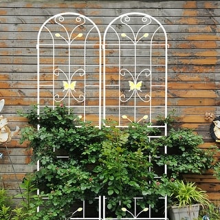 2 Pack Garden Trellis Butterfly Decor Arched Fence Trelli, Cream White ...