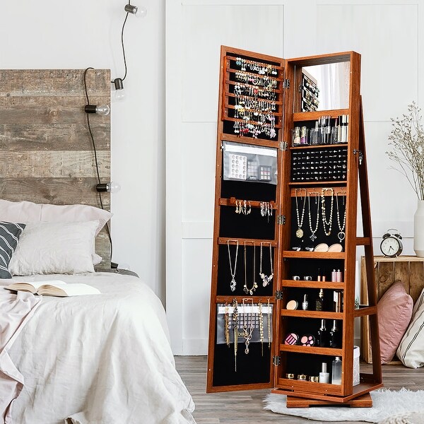 Costway 360degree Rotatable Jewelry Cabinet 2 in 1 Lockable Mirrored See Details On Sale Bed Bath Beyond 33563335