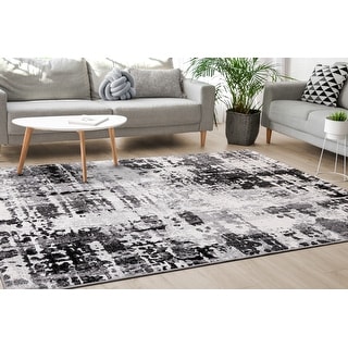 Covington Collection - Black/Grey/Cream Abstract Rug - Bed Bath ...