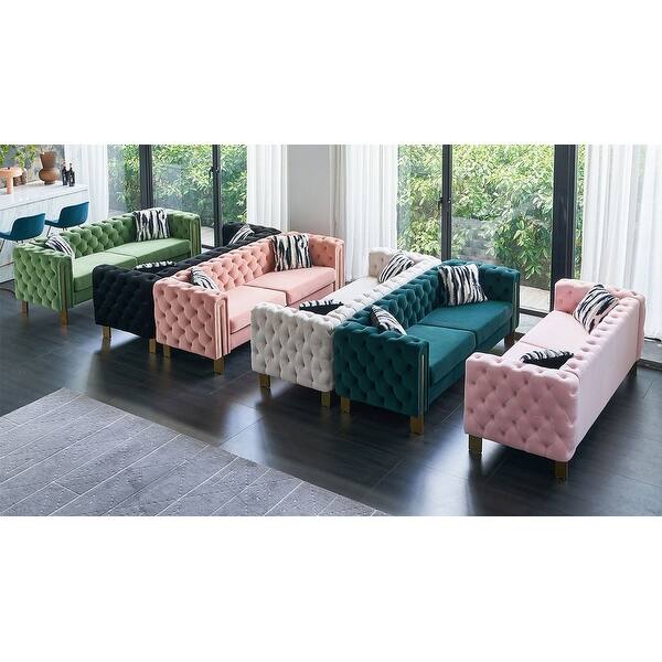 Chesterfield Loveseat Sofa Button Tufted Sleeper Loveseat Velvet Deep ...