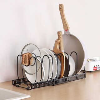 Black Multifunctional Storage Rack,Metal Telescopic Pot Rack - Bed Bath ...