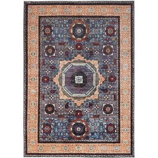 Shahbanu Rugs Dodger Blue Pure Wool 14th Century Mamluk Dynasty Pattern ...