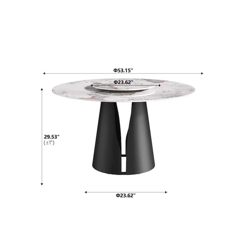 Round Marble Sintered Stone Dining Room Table, Modern Kitchen Table ...