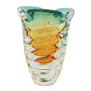 Novica Handmade Spiraling Twister Art Glass Vase - Bed Bath & Beyond ...