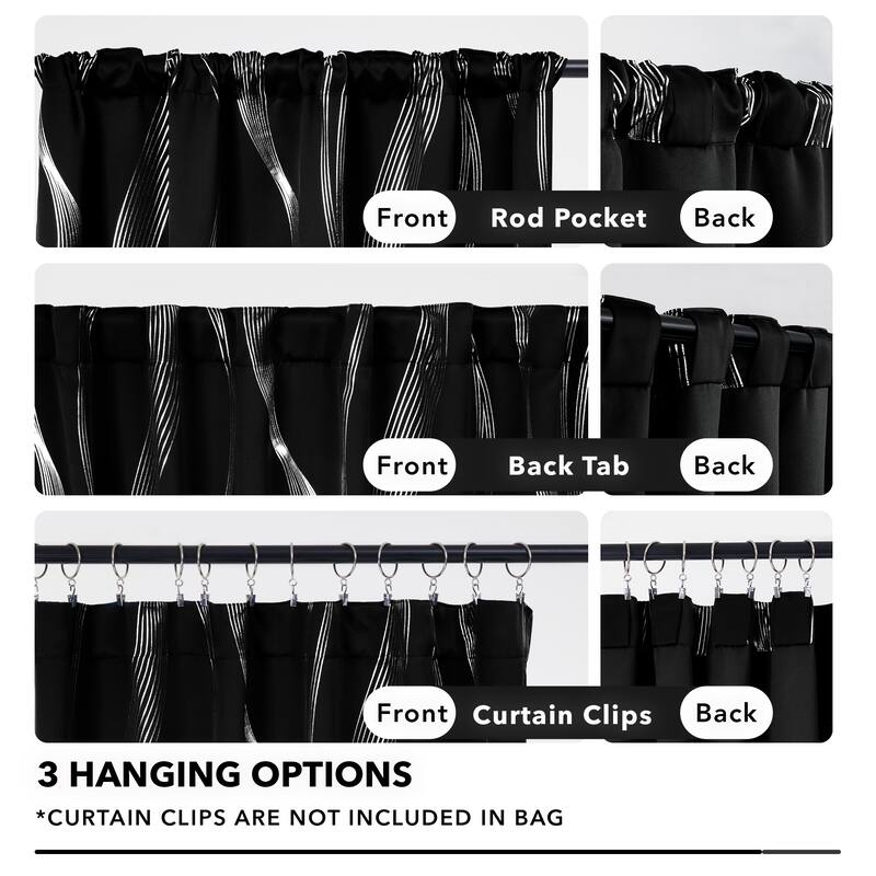 Deconovo Back Tab Rod Pocket Silver Wave Curtains(2 Panel) - Overstock ...