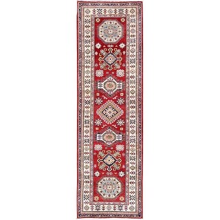 Shahbanu Rugs Goji Berry Red with Ivory Soft Wool Hand Knotted Kazak ...