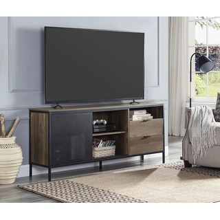63"L Industrial Metal Fram KD Rectangular TV Stand with 2 Storage ...