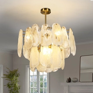 Cloud Glass Crystal Chandelier, Glass Lampshade Semi Flush Mount ...