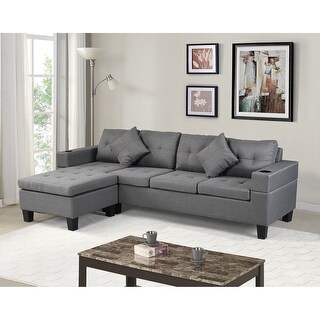 Sectional Sofa Set for Living Room with Cup Holder and Left or Right ...