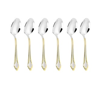 Luxury Mirror Polished & Brushed Stainless Steel Teaspoon Set of 6 - 5.31" - Bed Bath & Beyond ...