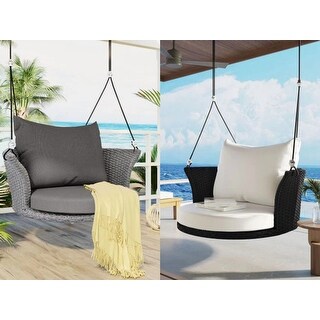 33.8" Single Rattan Woven Swing Chair - Bed Bath & Beyond - 37461315
