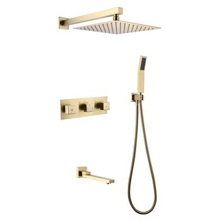 Wall Mounted Three Handles Three-Function Square Shower System With ...