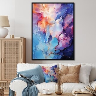Designart "Blue Illuminated Electro Reverie" Abstract Collages Blue ...