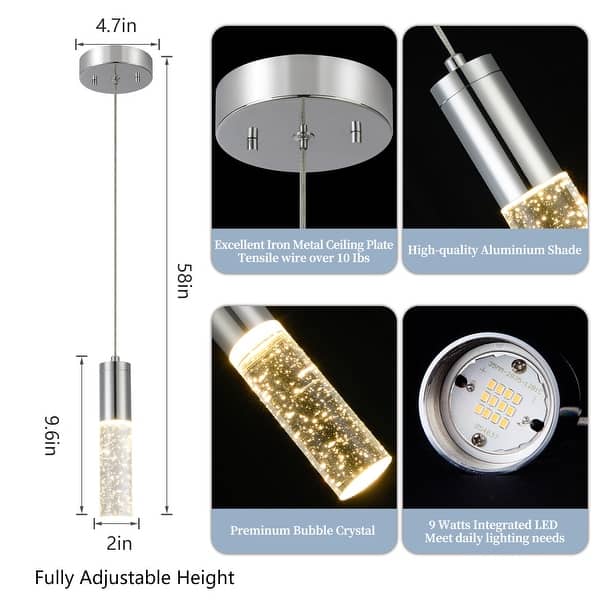 Modern LED Mini Pendant Light Crystal Bubble Glass Hanging Ceiling ...